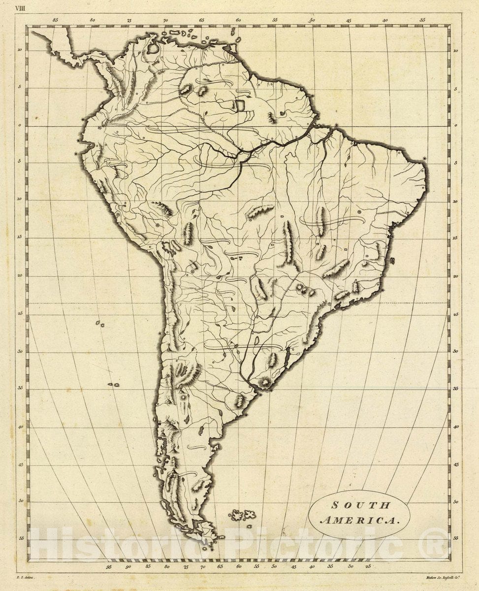 Historic Map : South America. E.P. delint. Mutlow Sc, Russell Cot. (18 ...