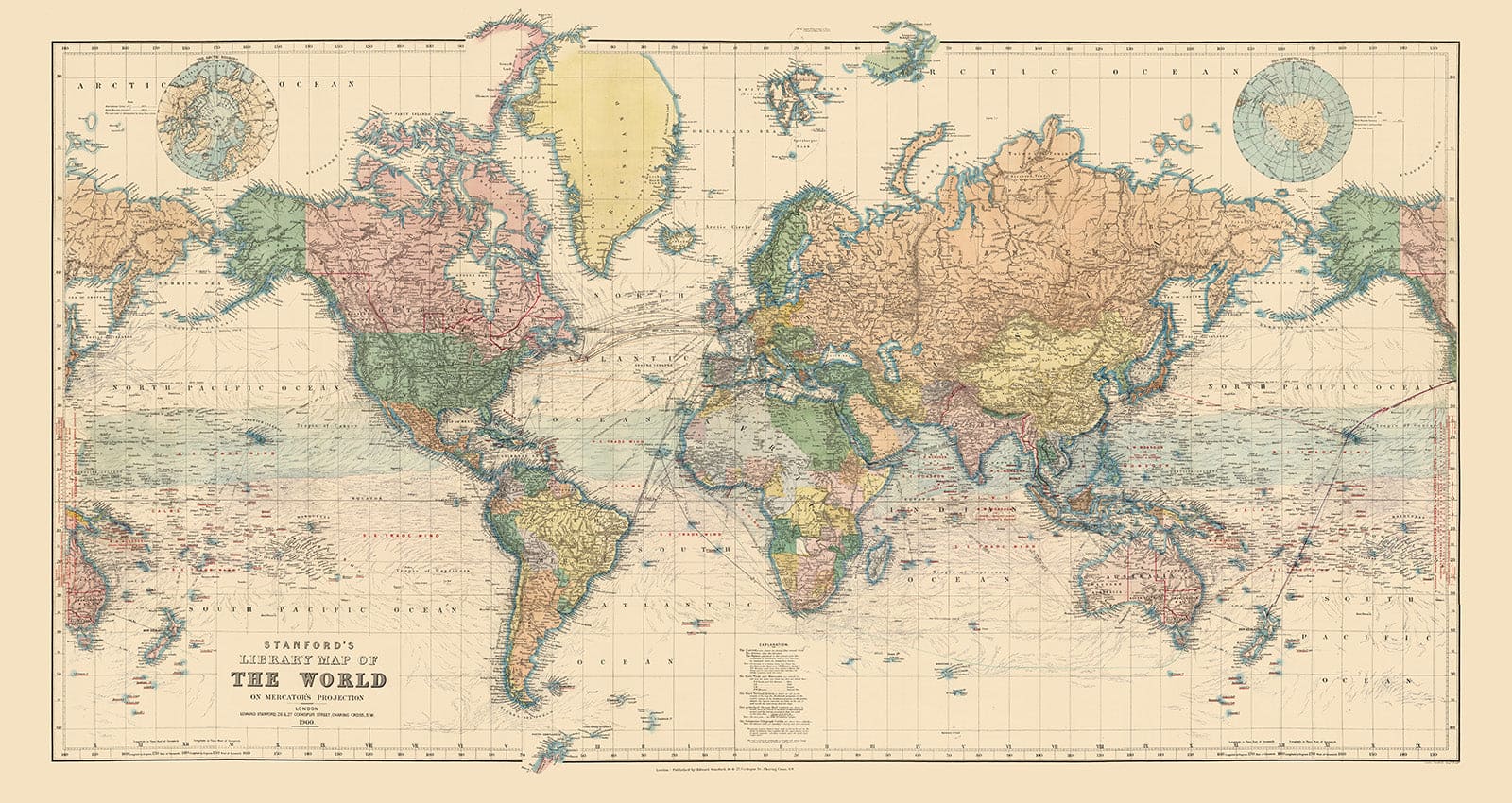 Historic Map - Map of The World, 1900, - Vintage Wall Art - Historic ...