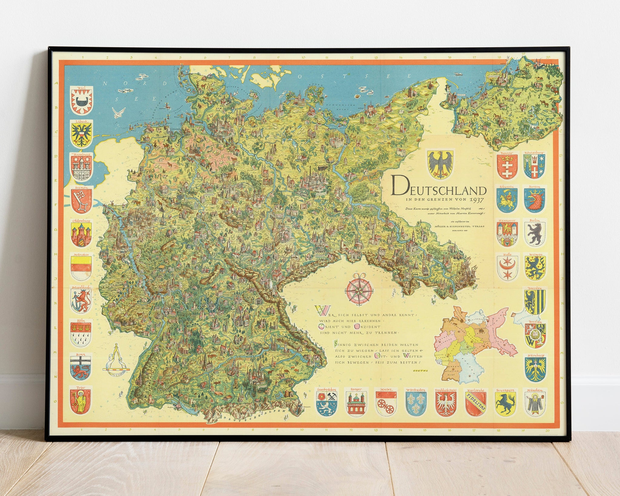 Historic Wall Map - Deutschland in Den Grenzen von 1937 (Germany in th ...