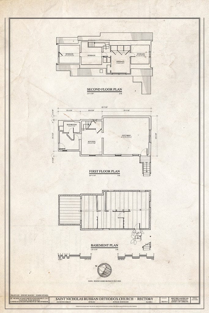 Blueprint Basement, First Floor, and Second Floor Plans - St. Nicholas ...