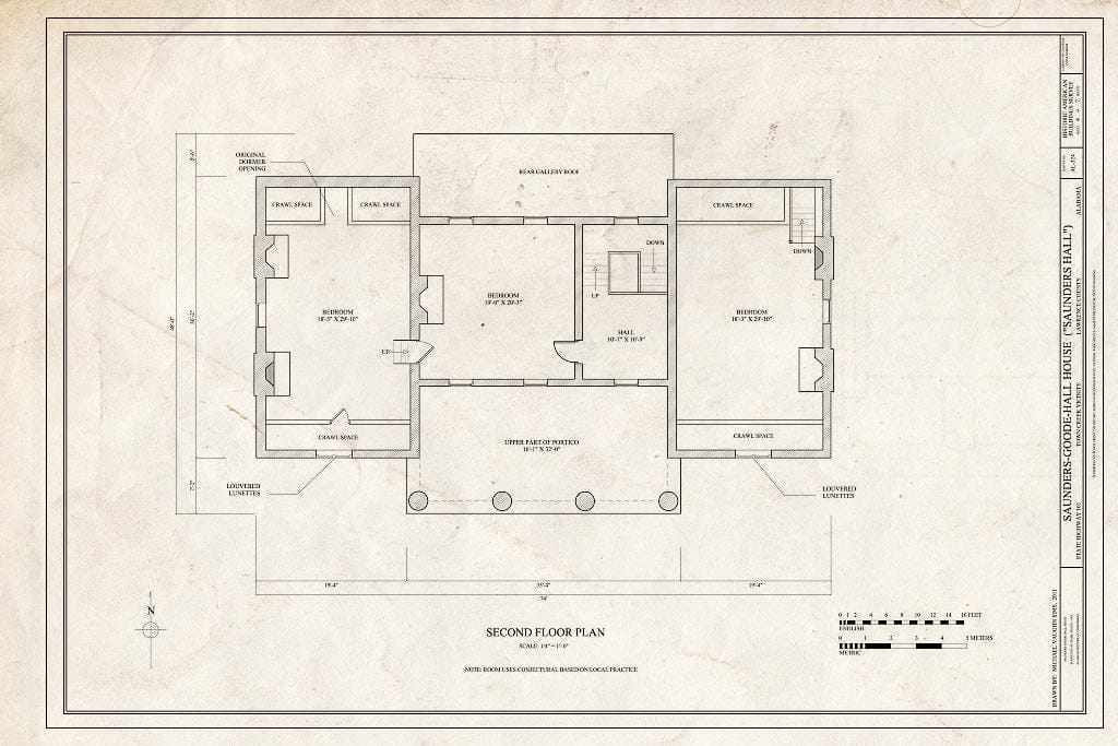 Blueprint Second Floor Plan - Saunders-Goode-Hall House, State Highway ...