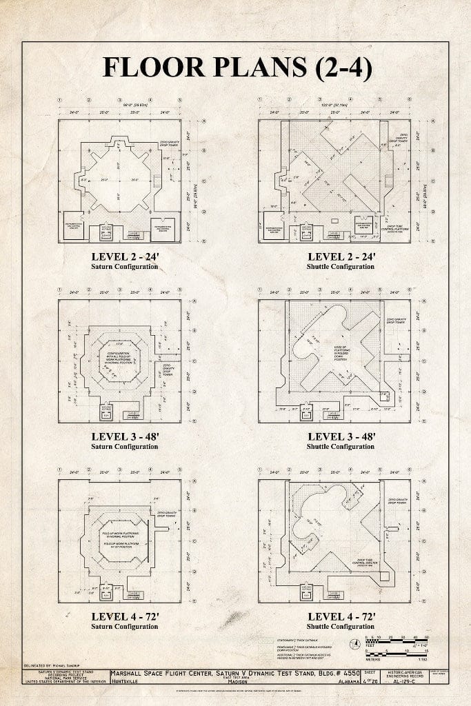 Blueprint Floor Plans (2-4) - Marshall Space Flight Center, Saturn V D ...
