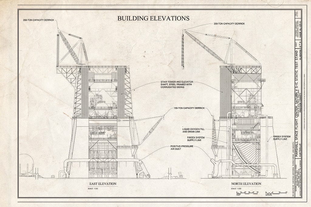 Blueprint East and North Elevations - Marshall Space Flight Center, Sa ...