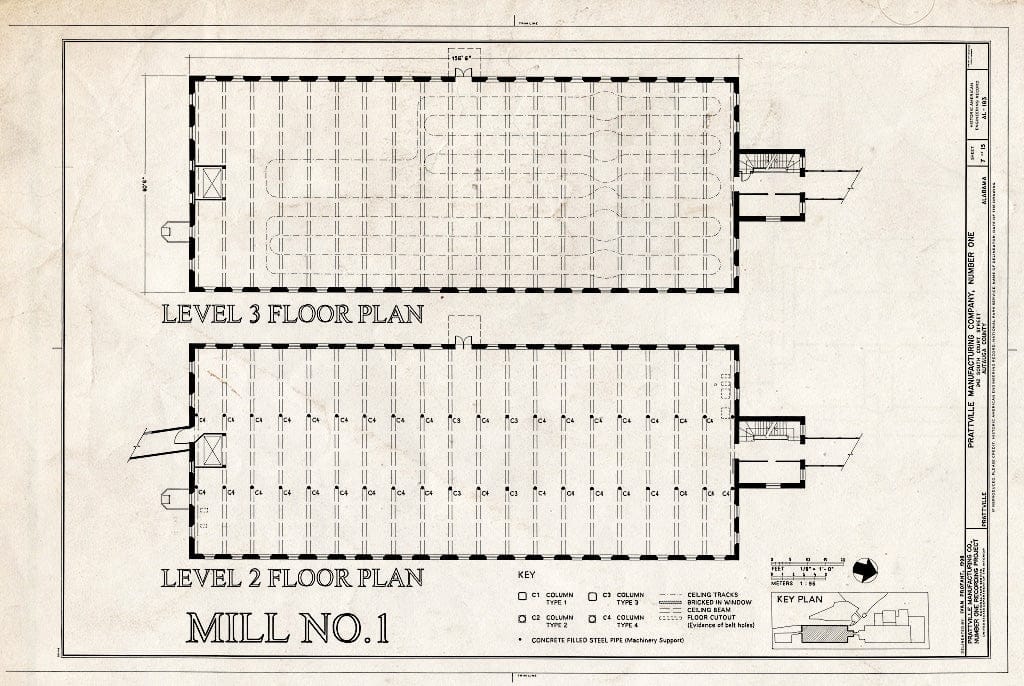 Blueprint Level 2 and Level 2 Floor Plans of Mill No. 1 - Prattville M ...