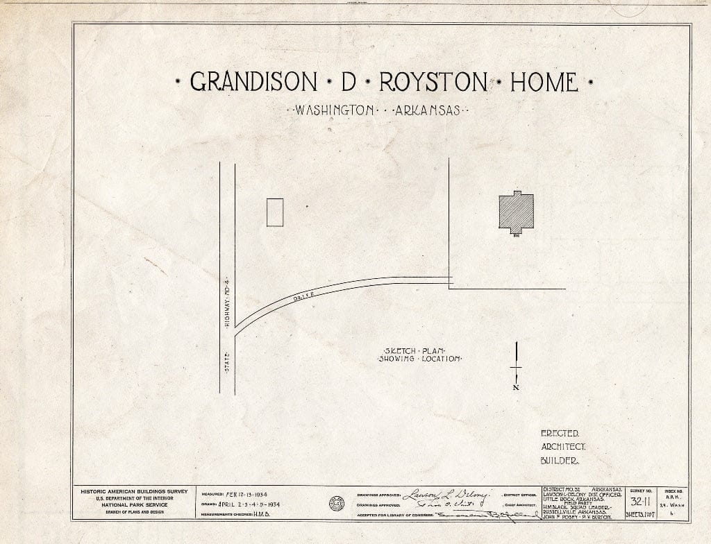 Blueprint HABS ARK,29-WASH,6- (Sheet 0 of 7) - Grandison D. Royston Ho ...