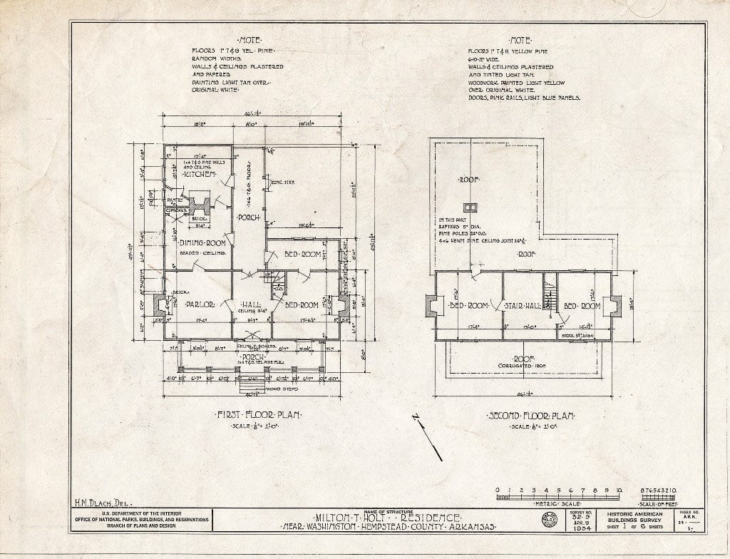 Blueprint HABS ARK,29-,1- (Sheet 1 of 6) - Milton T. Holt House, Old M ...