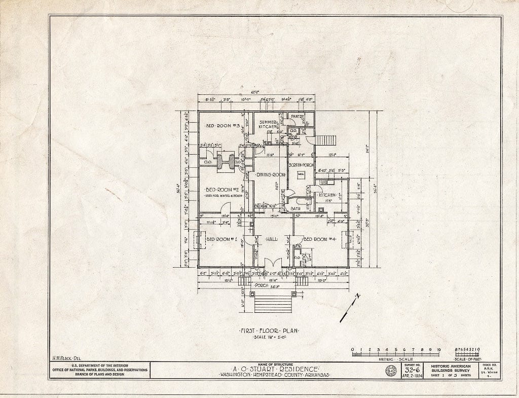 Blueprint HABS ARK,29-WASH,4- (Sheet 1 of 5) - A. O. Stuart House, Was ...