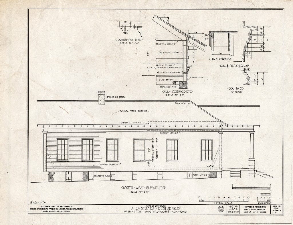 Blueprint HABS ARK,29-WASH,4- (Sheet 3 of 5) - A. O. Stuart House, Was ...