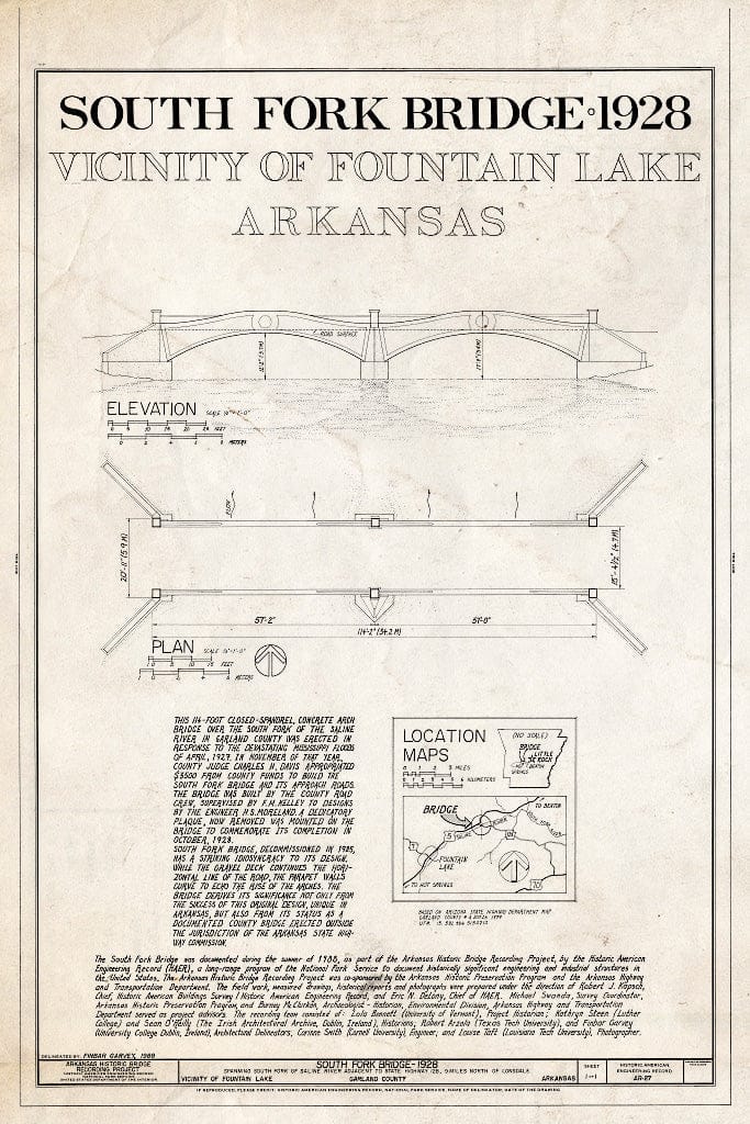 Blueprint Elevation and Plan - South Fork Bridge, Spans South Fork of ...