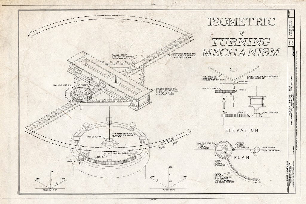 Blueprint Isometric of Turning Mechanism - Judsonia Bridge, Spanning L ...