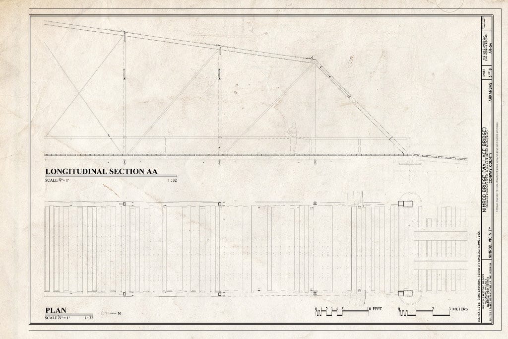 Blueprint Longitudinal Section AA, Plan - Nimrod Bridge, Spanning Four ...