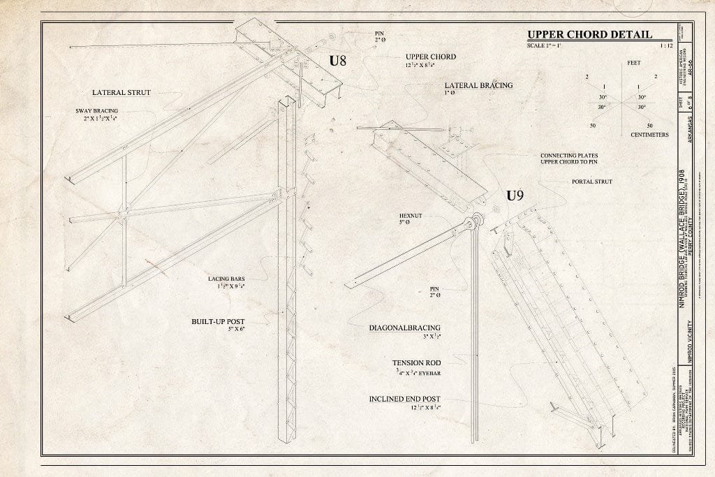 Blueprint Upper Chord Detail - Nimrod Bridge, Spanning Fourche Lafave ...