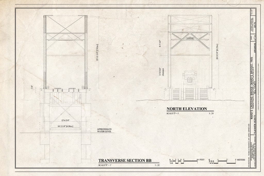 Blueprint Transverse Section BB, North Elevation - Ward's Crossing Bri ...
