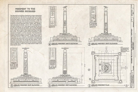 Blueprint Monument to The Rohwer Deceased - Rohwer Relocation Center M ...