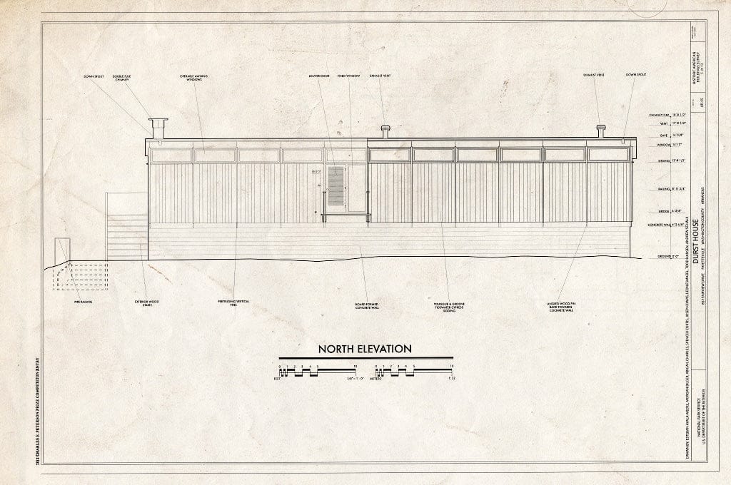 Blueprint North Elevation - Durst House, 857 Fairview Drive, Fayettevi ...