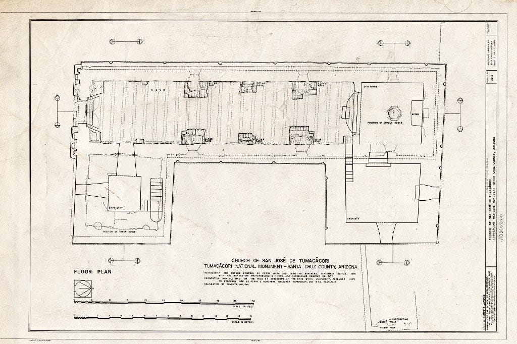 Blueprint Floor Plan - San Jose de Tumacacori (Mission, Ruins), Tubac ...