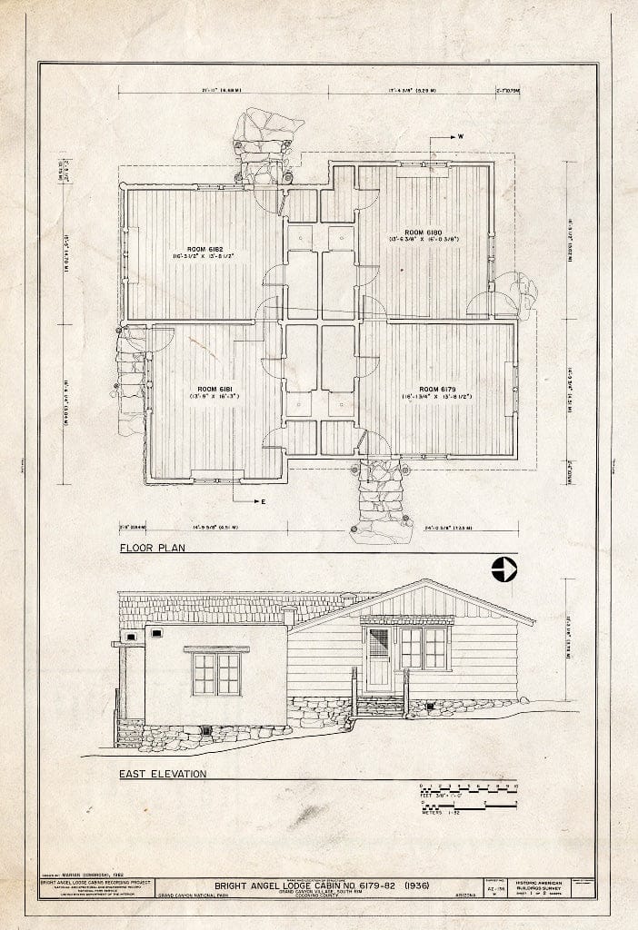 Blueprint HABS ARIZ,3-GRACAN,12H- (Sheet 1 of 2) - Bright Angel Lodge ...
