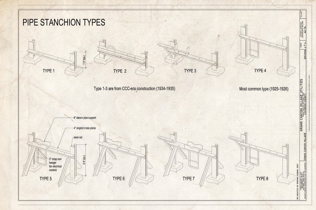 Blueprint Pipe Stanchion Types - Grand Canyon Village Utilities, Grand ...