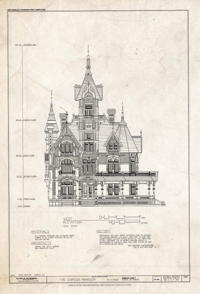 Blueprint HABS Cal,12-EUR,6- (Sheet 1 of 1) - Carson House, Eureka, Hu ...