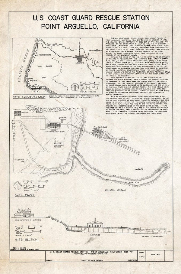 Blueprint Title Sheet - Point Arguello Coast Guard Rescue Station, Lom ...