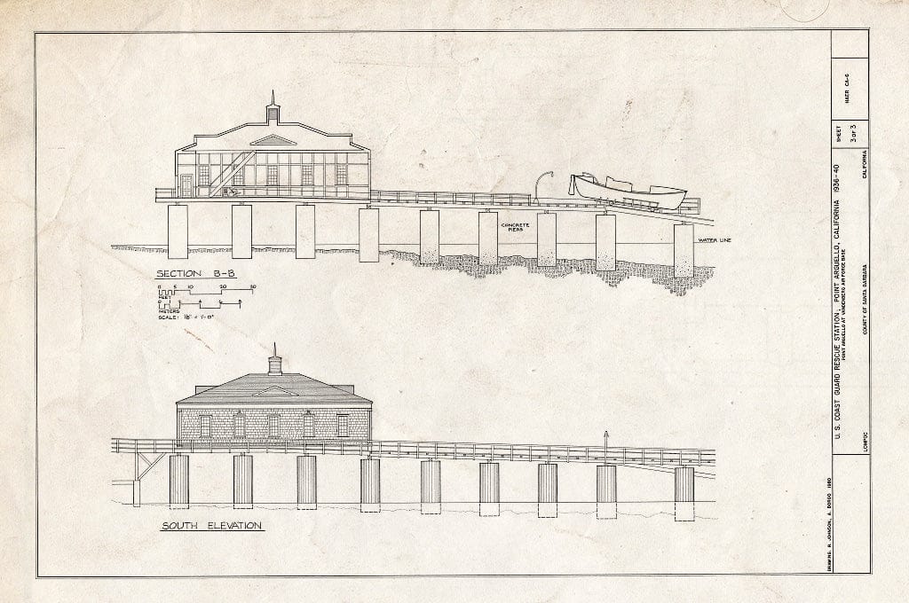 Blueprint Section B-B, South Elevation - Point Arguello Coast Guard Re ...