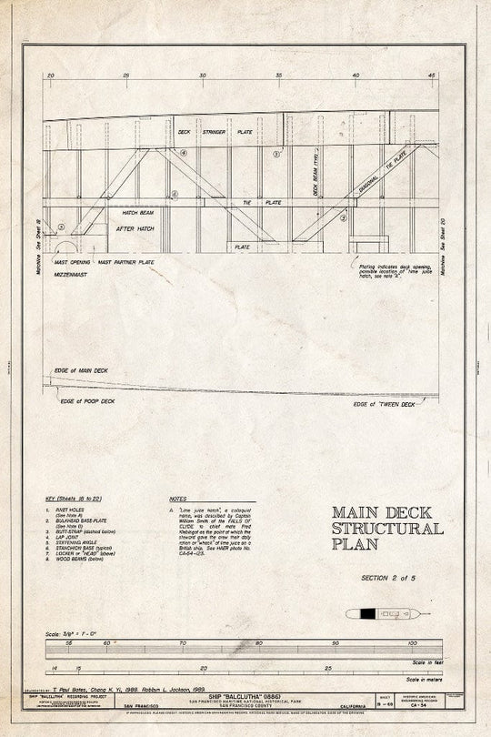 Blueprint Main Deck Structural Plan, Section 2 of 5 - Ship BALCLUTHA ...