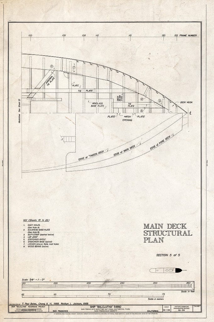 Blueprint Main Deck Structural Plan, Section 5 of 5 - Ship BALCLUTHA ...