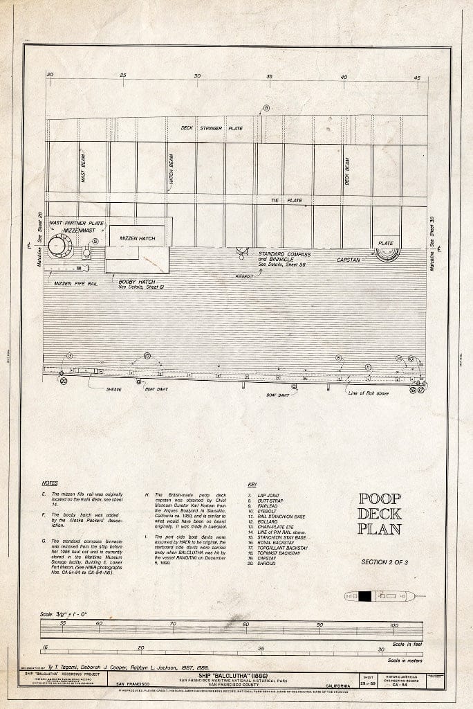 Blueprint Poop Deck Plan, Section 2 of 3 - Ship BALCLUTHA, 2905 Hyde S ...