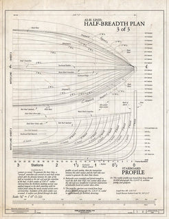 Blueprint As-is Lines: Half-Breadth Plan, Starboard Profile, 3 of 3 ...