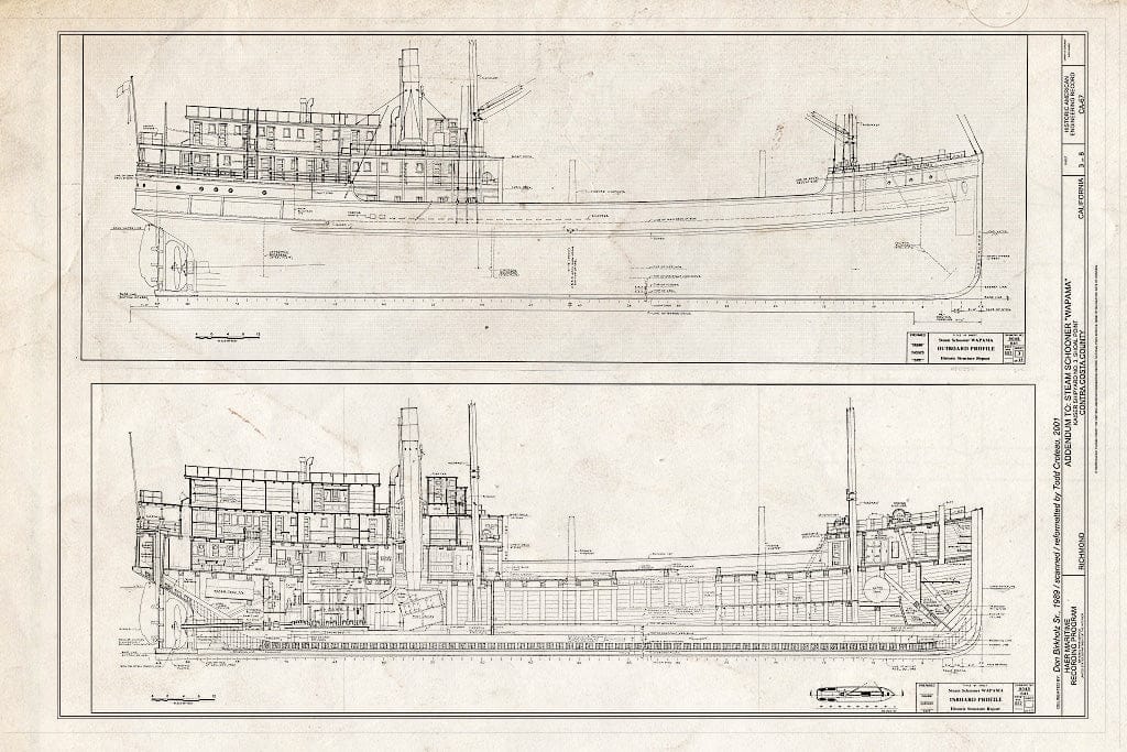 Blueprint Outboard Profile, Inboard Profile - Steam Schooner WAPAMA, K ...