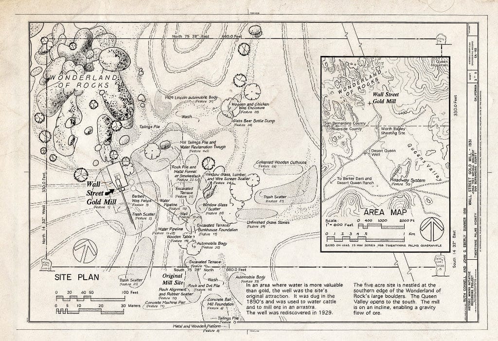 Blueprint Site Plan, Area Map - Wall Street Gold Mill, Twentynine Palm ...