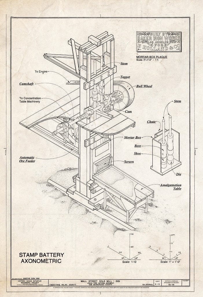 Blueprint Stamp Battery Axonometric - Wall Street Gold Mill, Twentynin ...