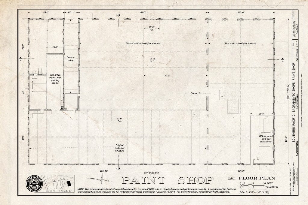 Blueprint Paint Shop 1st Floor Plan - Southern Pacific, Sacramento Sho ...