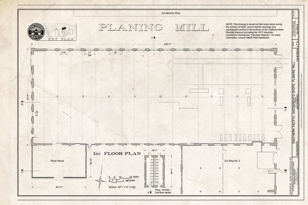Blueprint Planing Mill 1st Floor Plan - Southern Pacific, Sacramento S ...