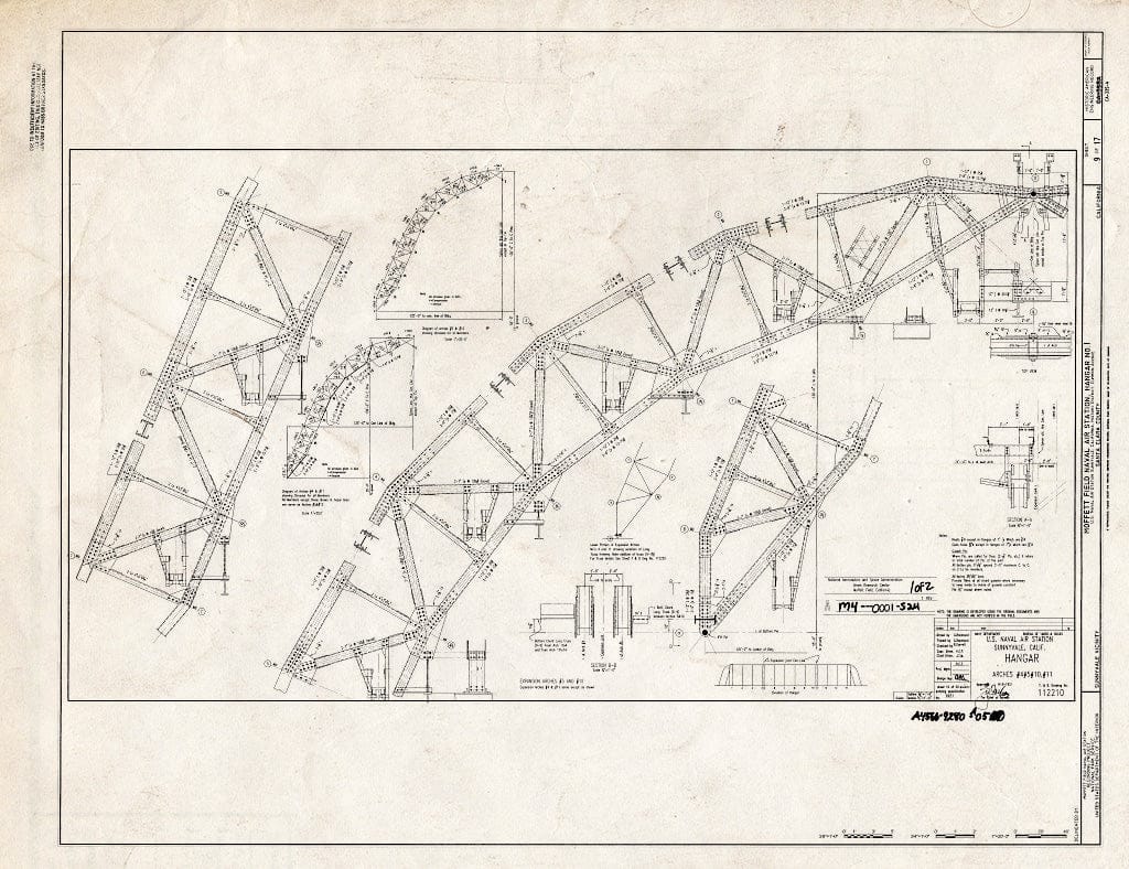 Blueprint Original Drawing - Arches - Naval Air Station Moffett Field ...