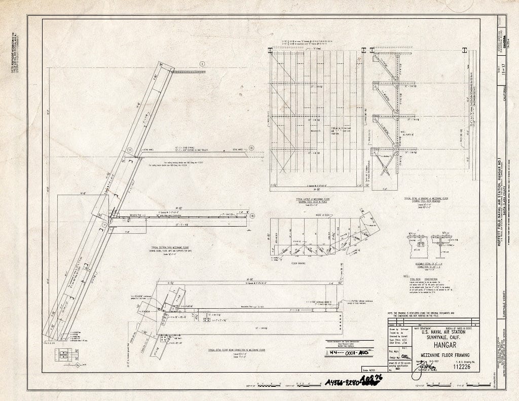 Blueprint Original Drawing - Mezzanine Floor Framing - Naval Air Stati ...