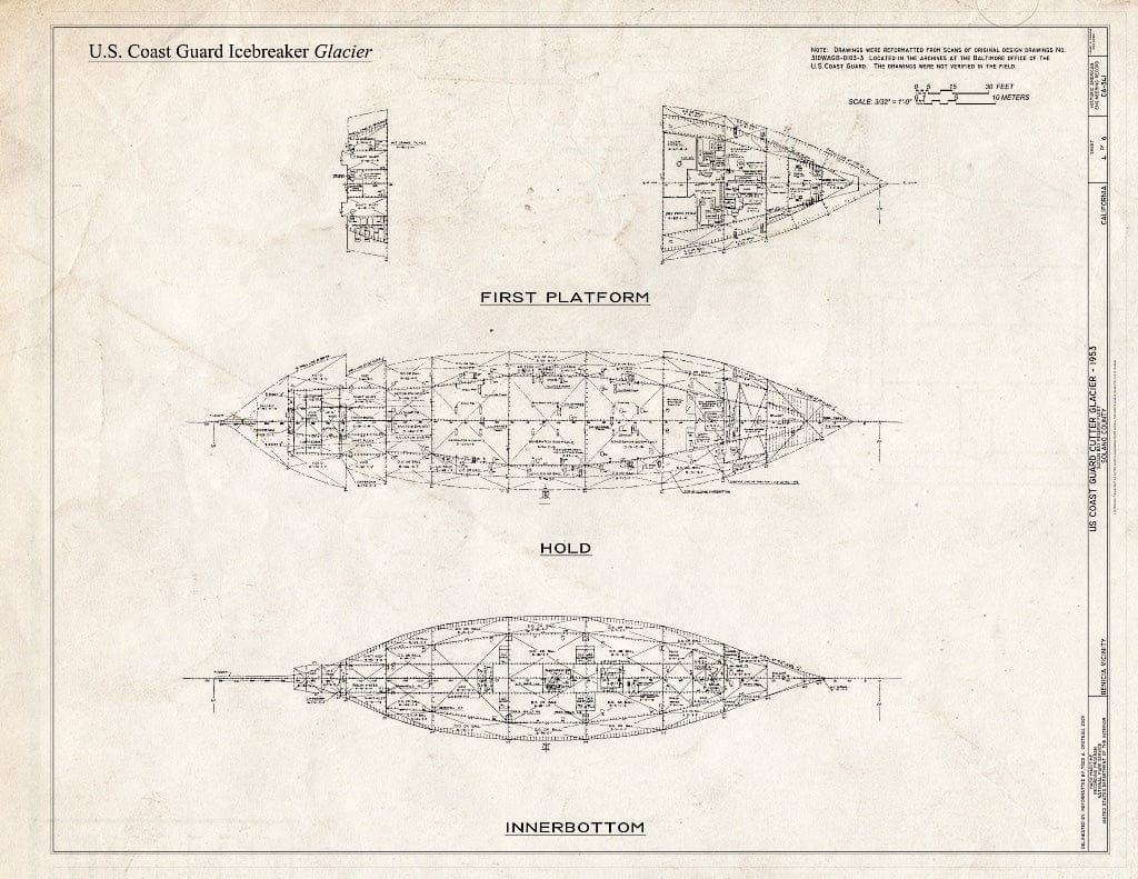 Blueprint First Platform, Hold, Inner Bottom Plans - US Coast Guard Ic ...