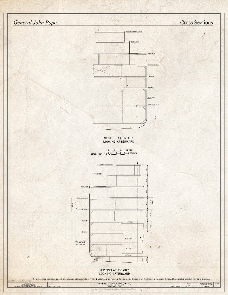 Blueprint Cross Sections: Section at Fr 110 Looking AFT, Section at Fr ...