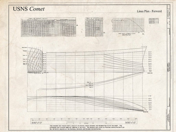 Blueprint Lines Plan-Forward - USNS Comet, Suisan Bay Reserve Fleet, B ...