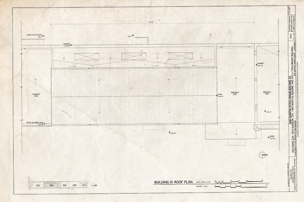 Blueprint Building D: Roof Plan - San Quentin State Prison, Building 2 ...