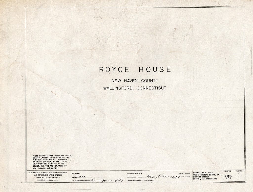 Blueprint HABS Conn,5-WALF,4- (Sheet 0 of 2) - Nehemiah Royce House, N ...
