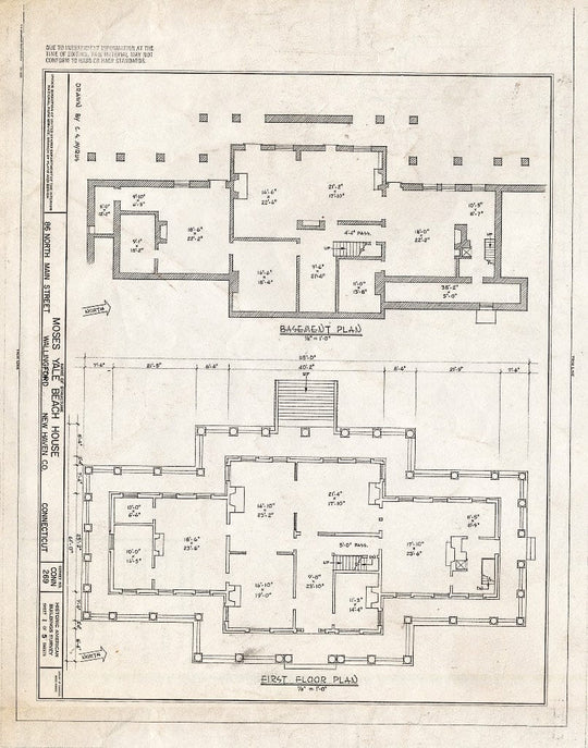 Blueprint 1. Basement and First Floor Plans - Moses Yale Beach House ...