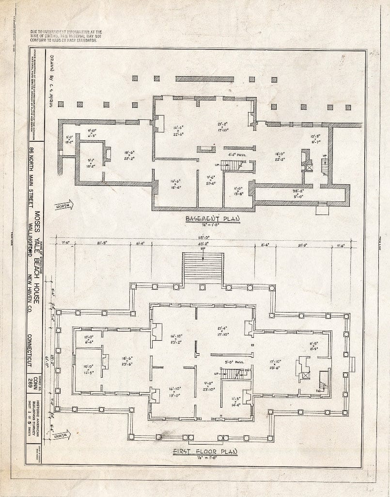 Blueprint 1. Basement and First Floor Plans - Moses Yale Beach House ...