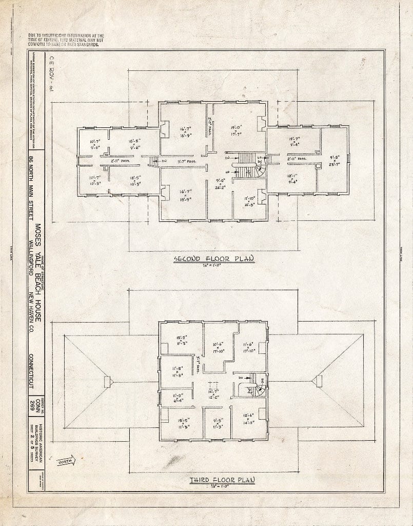 Blueprint 2. Second and Third Floor Plans - Moses Yale Beach House, 86 ...