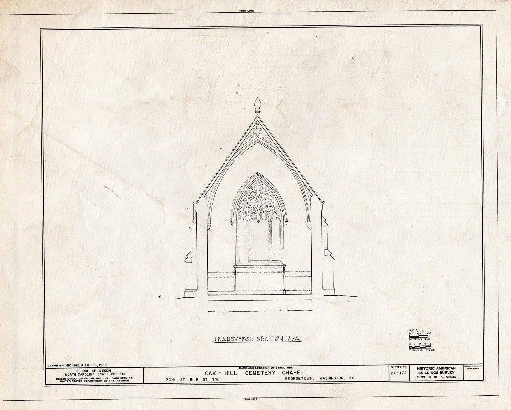Blueprint HABS DC,GEO,41B- (Sheet 8 of 14) - Oak Hill Cemetery, Chapel ...