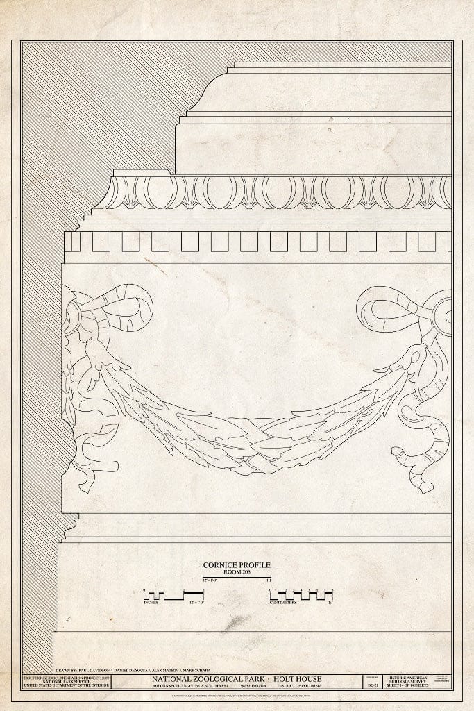 Blueprint Cornice Profile - National Zoological Park, Holt House, Adam ...
