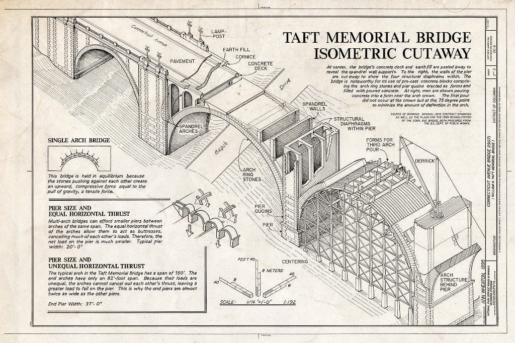 Blueprint TAFT Memorial Bridge, Isometric Cutaway - Connecticut Avenue ...