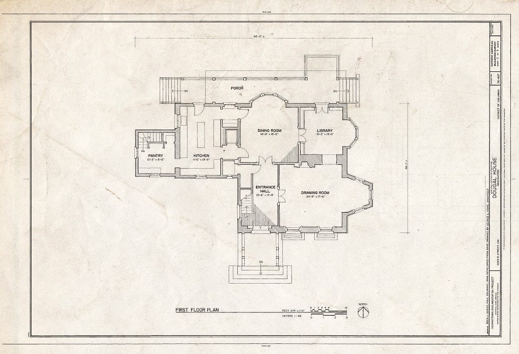 Blueprint First Floor Plan - Dougal House, 3259 R Street, Northwest, W ...