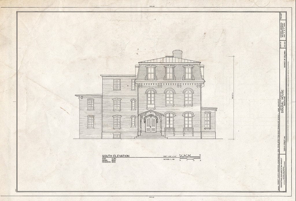 Blueprint South Elevation - Dougal House, 3259 R Street, Northwest, Wa ...