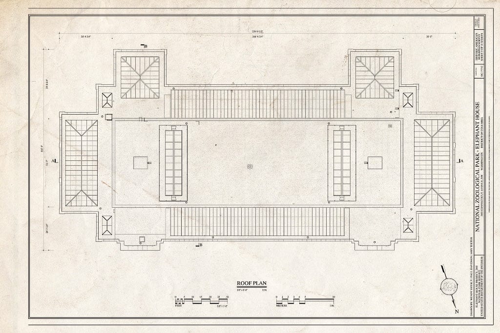 Blueprint Roof Plan - National Zoological Park, Elephant House, 3001 C ...